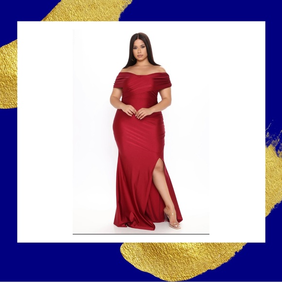 Fashion Nova | Dresses | Fashion Nova Plus Size Burgundy Off Shoulder ...